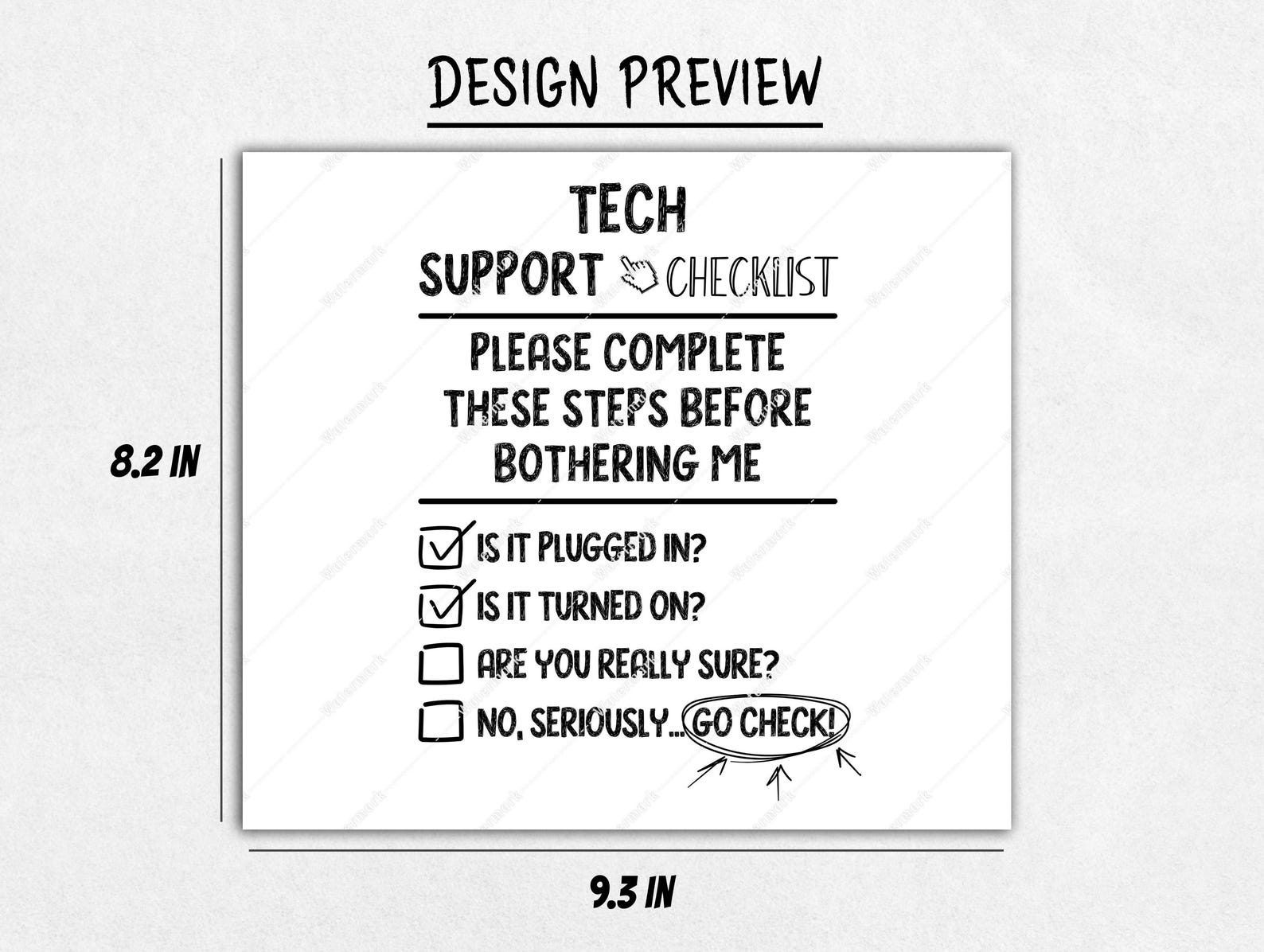 Tech Support Checklist Tumbler: Funny IT Gift (20 Oz PNG) - Etsy