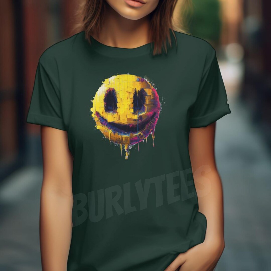 Y2k-style Smiley Face T-shirt - Retro Graphic Tee Featuring Nostalgic ...