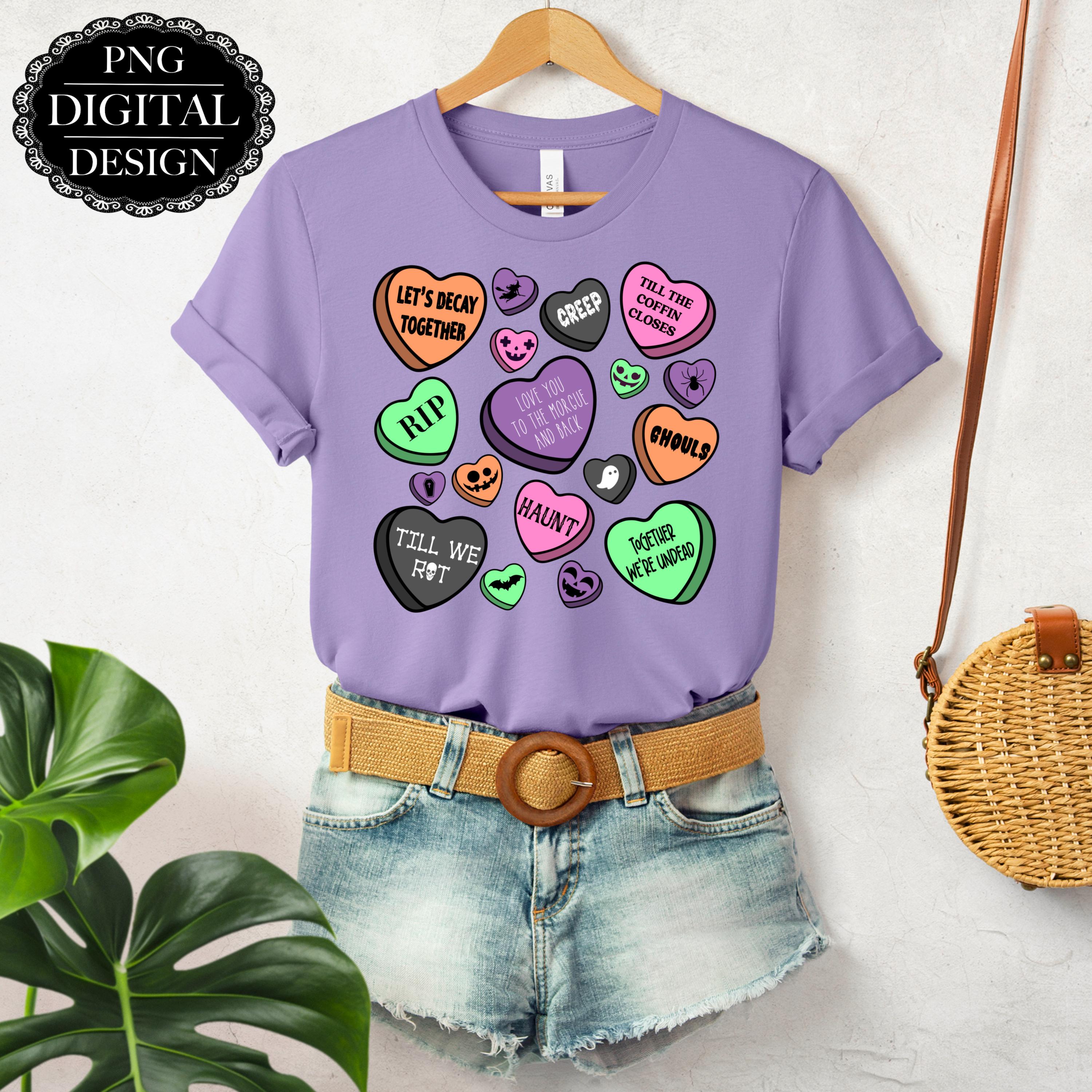 Creepy Valentine Candy Hearts PNG: Spooky Sublimation Design (digital ...