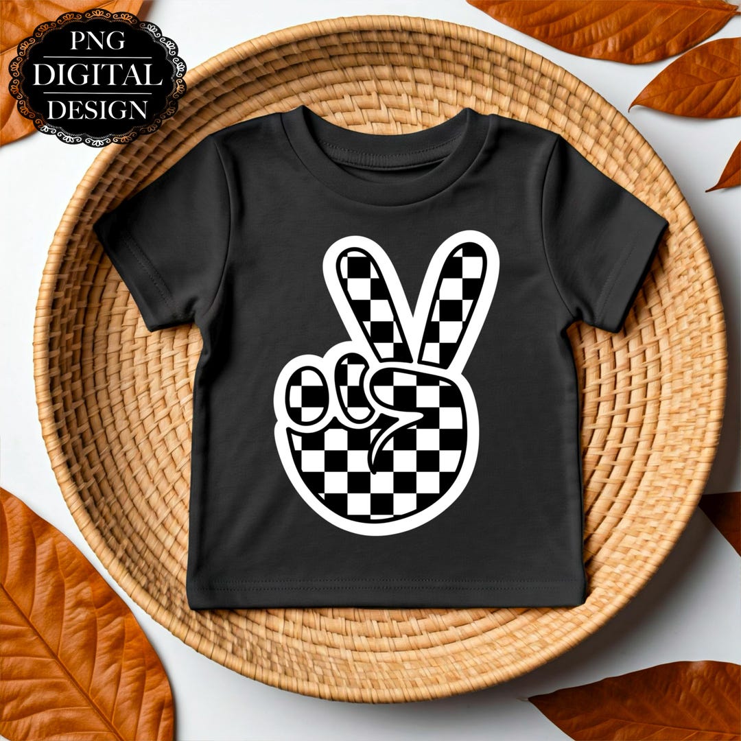 Checkered Peace Sign | Trendy Retro Graphic | Sublimation UV DTF ...