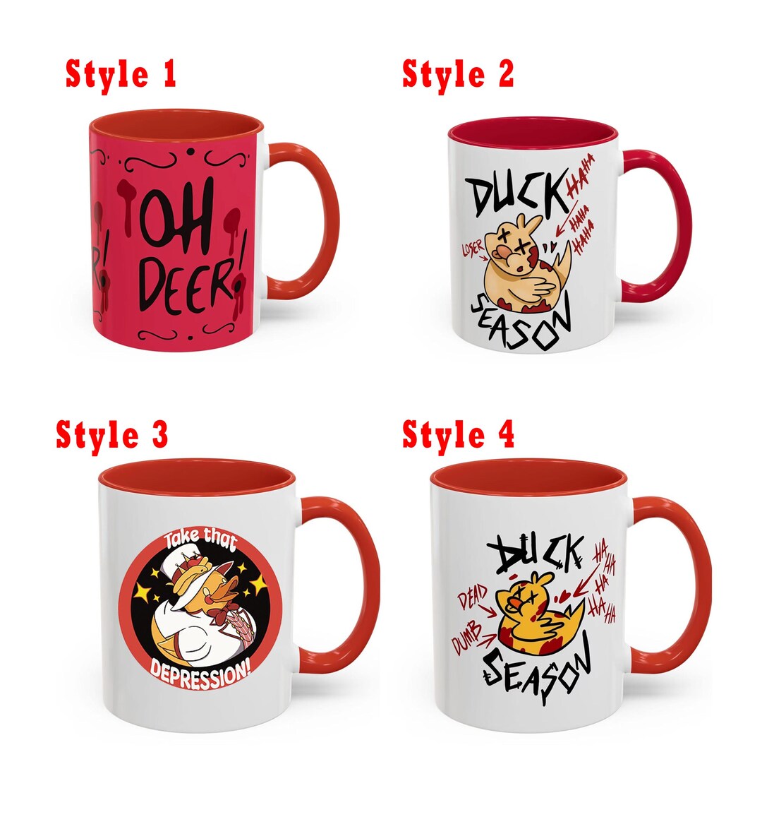 4 STYLE Duck Season Mug, Lucifer Alastor Inspired, Duck Season Inspired ...