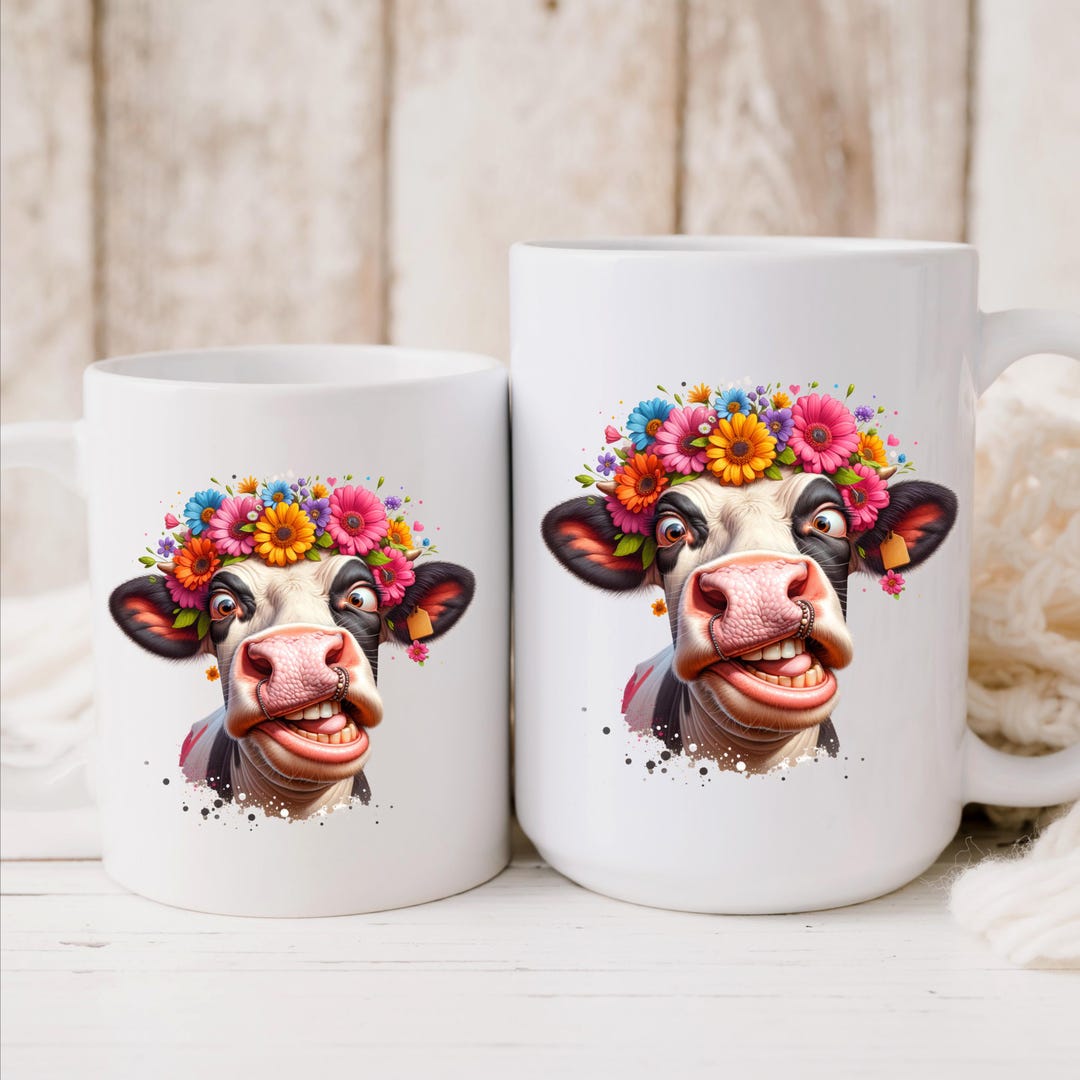 Cow Coffee Mug, Cute Cow, Cow Funny Mug, Funny Cow, Coffee Mug, Gift ...