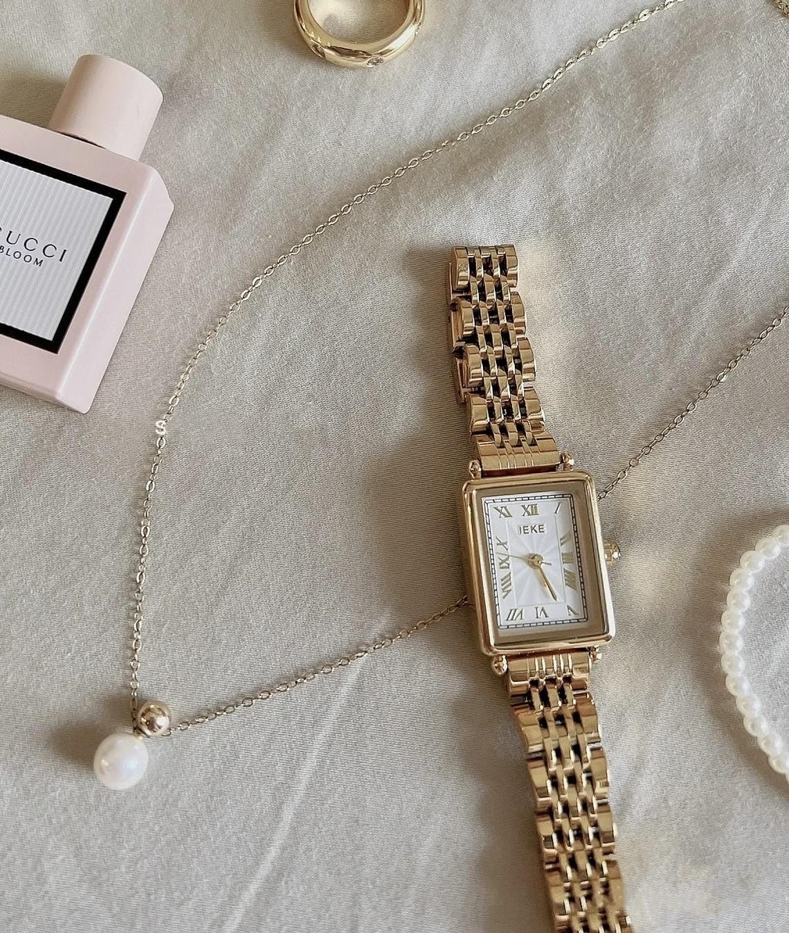 Vintage Roman Scale Golden Bracelet Wristwatch Ladies Elegant High-end ...