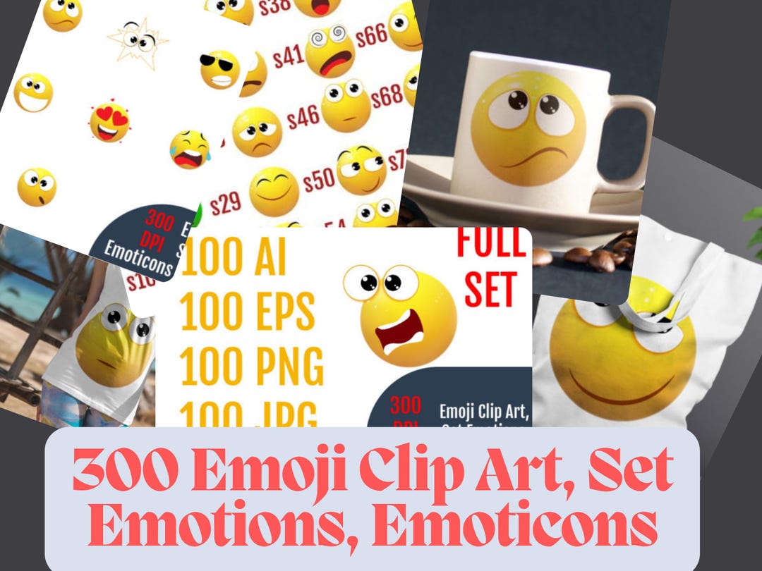 Vibrant Emoji Clip Art Set: 50+ Expressive Emoticons for Creative ...