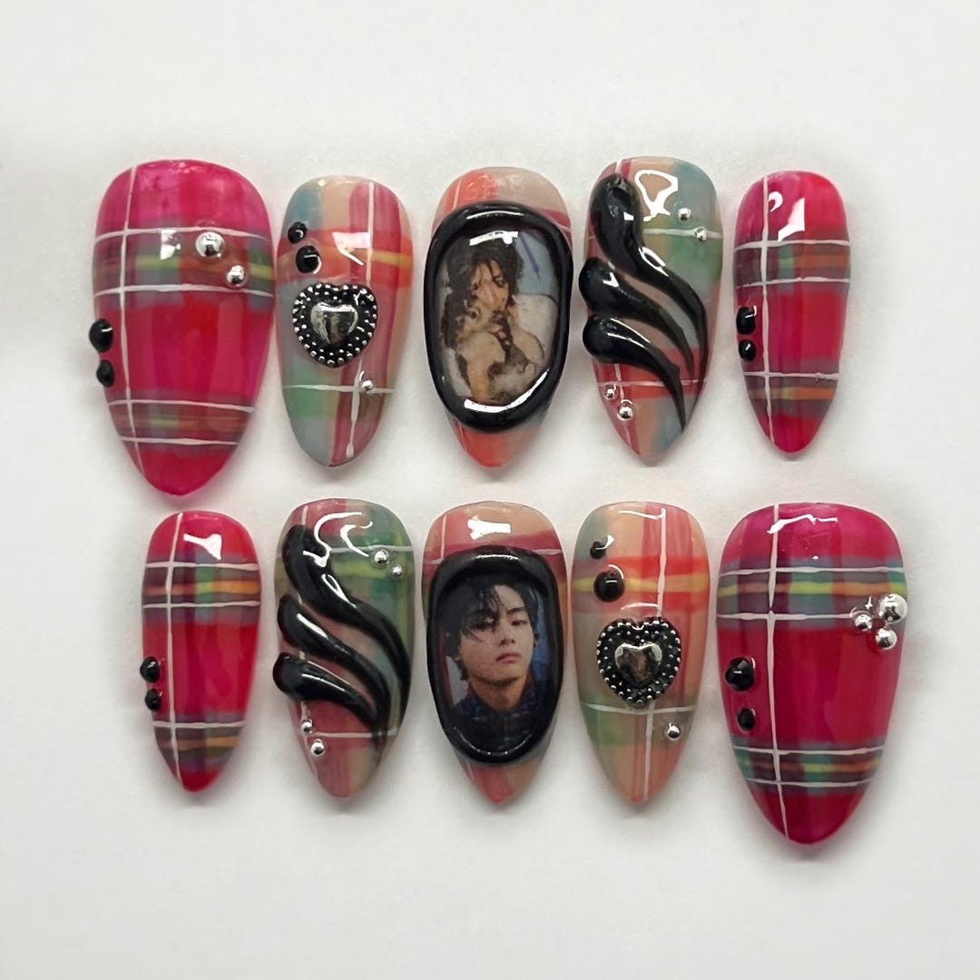 Kpop BTS V Kim Taehyung Layover Friends Music Inspired Press on Nails ...