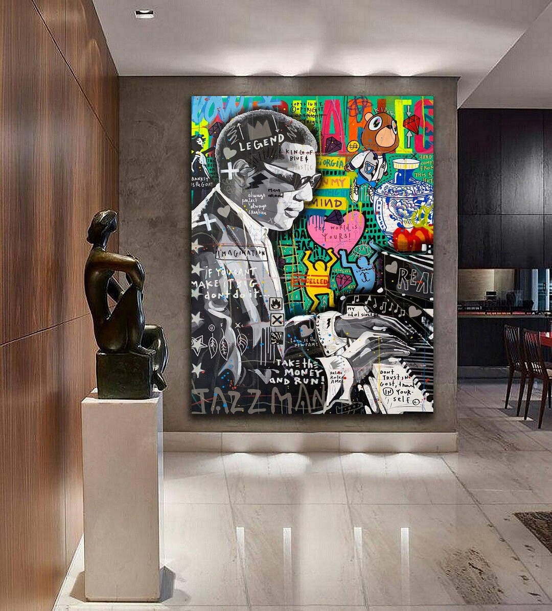 Banksy Ray Charles Graffiti Pop Art Canvas Banksy Style Street Art Ray ...