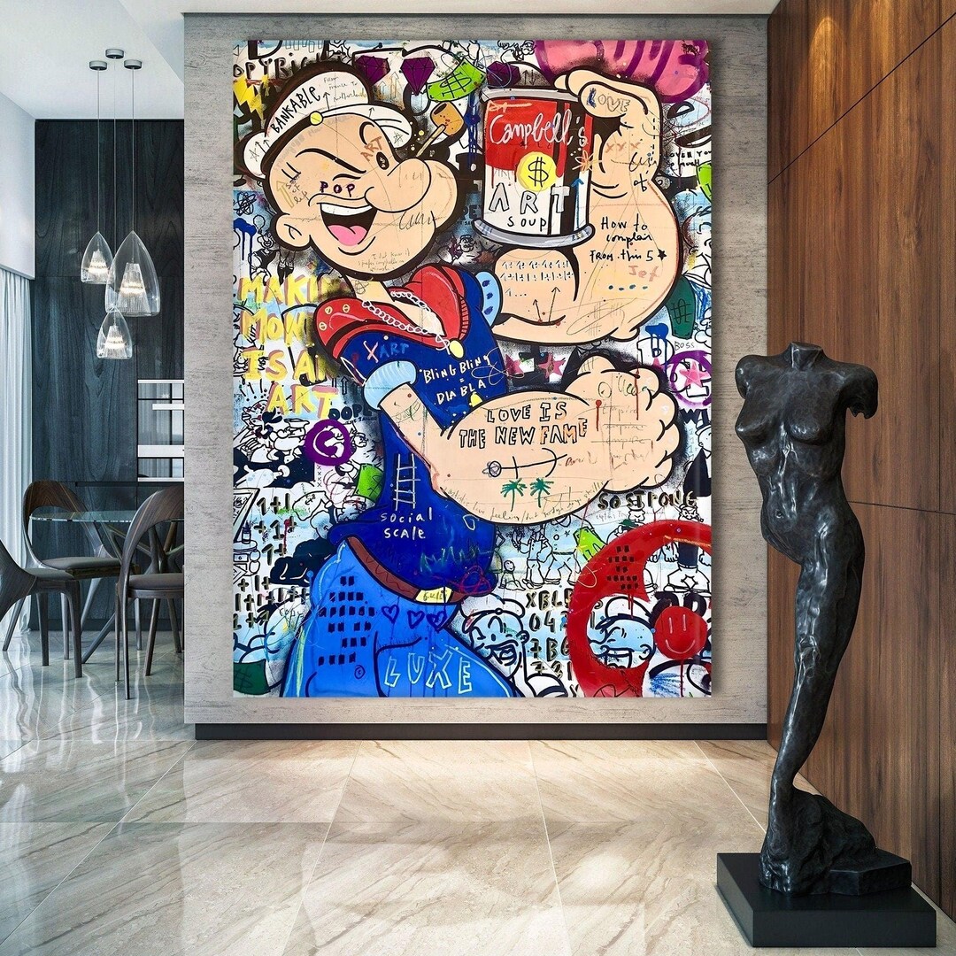 Popeye Pop Art Canvas Print Multicoloured Poster of Strong Character ...