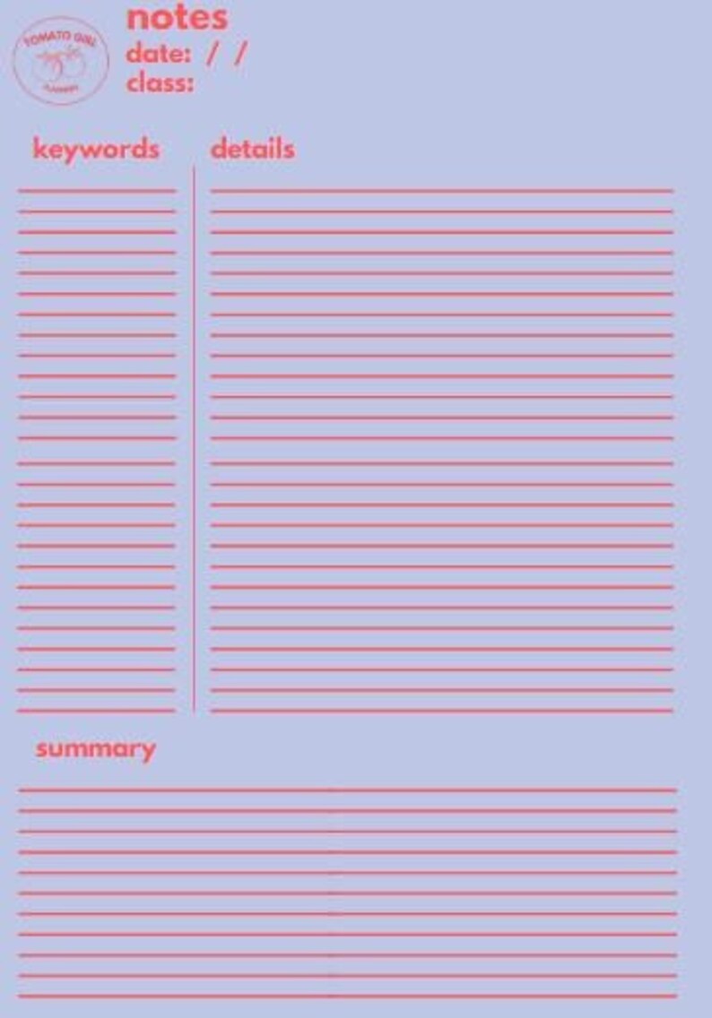 Cornell Notes Template - Etsy