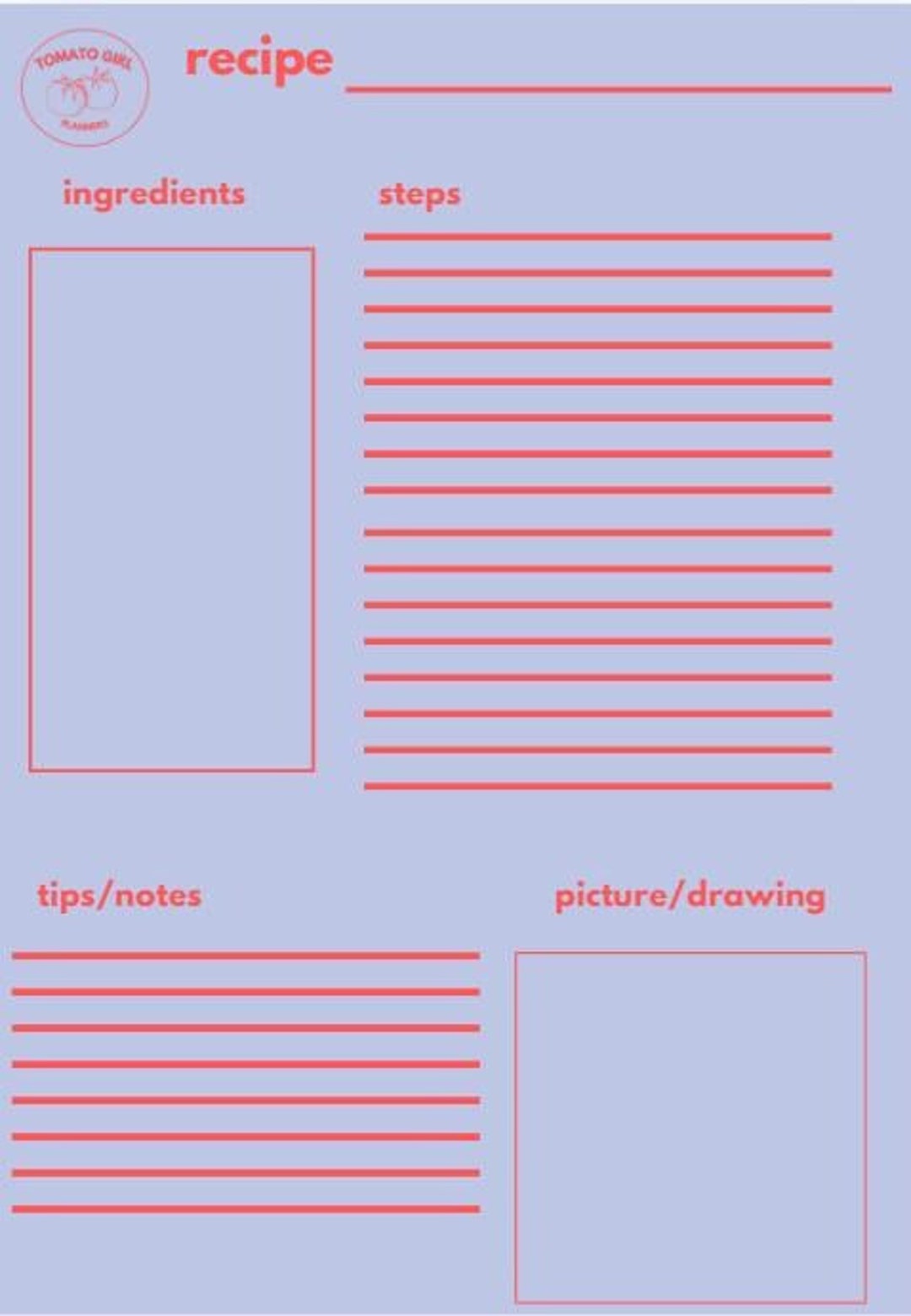 Recipe Template A4 Pdf File to Keep Your Recipes Organised - Etsy
