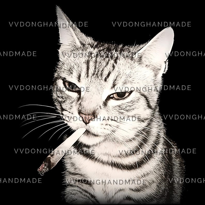 Vintage Smoking Cat Digital File, Funny Cigarette Cat Meme PNG Svg for ...