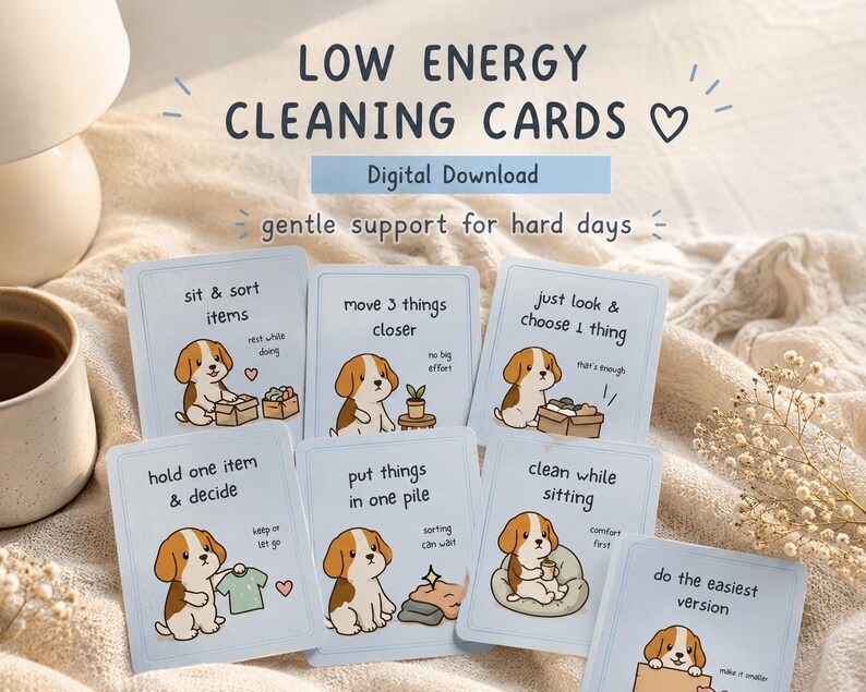 ADHD Gentle Cleaning Cards – Low Energy Task Support (digital Download ...