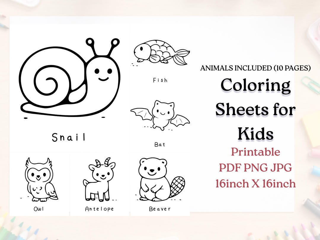 10 Cute Animals Coloring Pages for Kids – Printable Animal Coloring ...