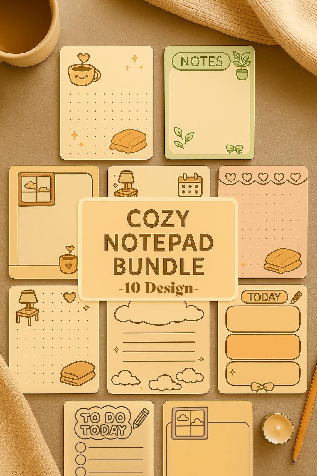 Cozy Doodle Notepad Bundle – 10 Printable Note Pages | PDF PNG JPG ...