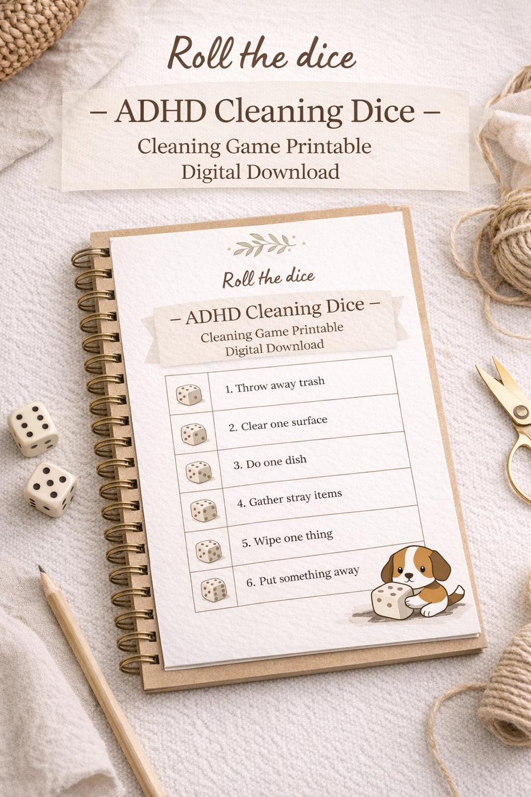 ADHD Cleaning Dice Game – Printable Dopamine Task Picker (digital ...
