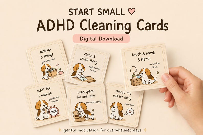 ADHD Cleaning Cards – Gentle Motivation, Executive Dysfunction Support ...