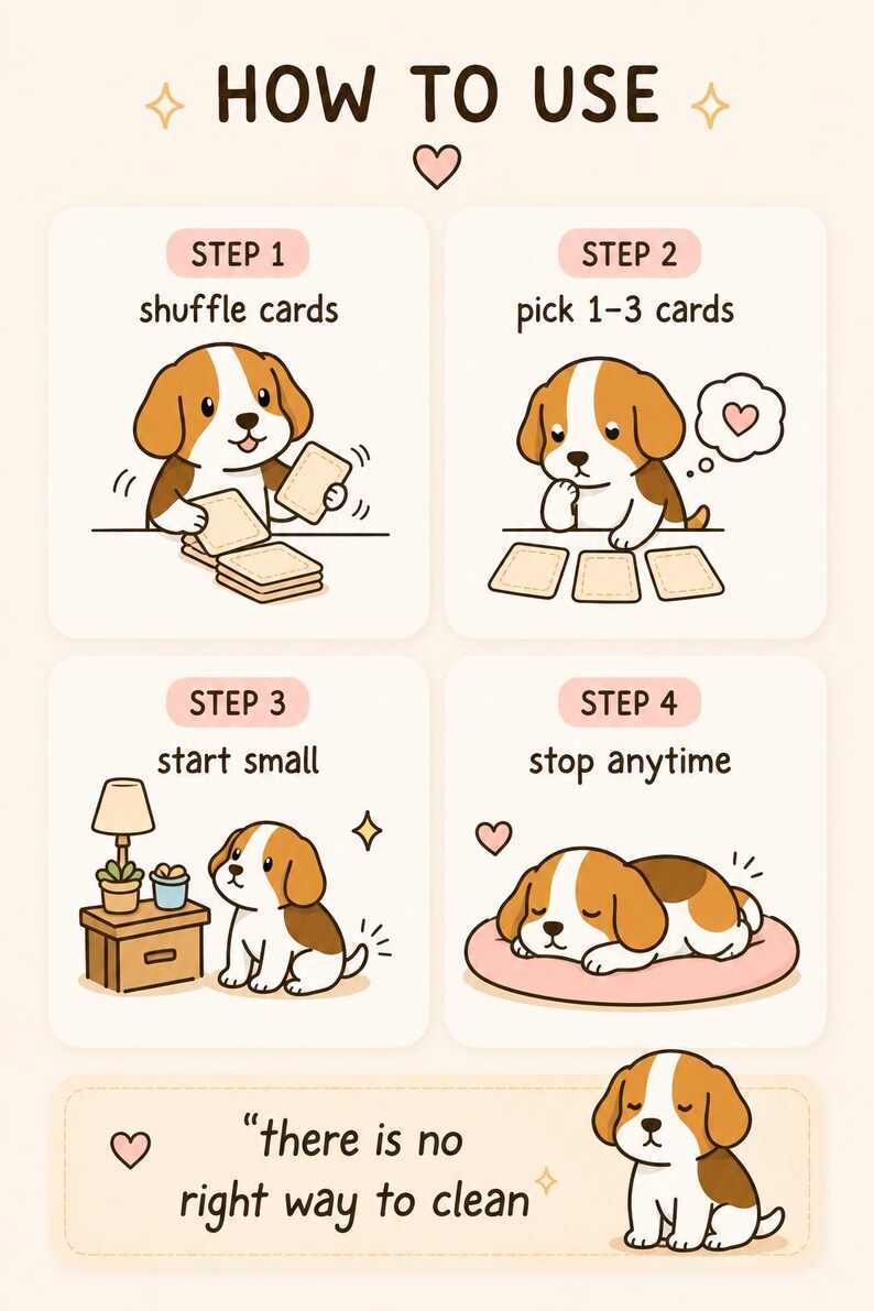 ADHD Cleaning Cards – Gentle Motivation, Executive Dysfunction Support ...