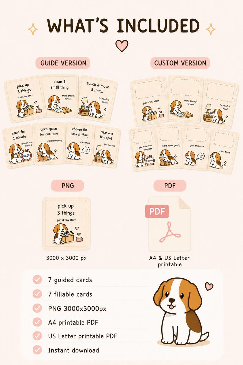 ADHD Cleaning Cards – Gentle Motivation, Executive Dysfunction Support ...