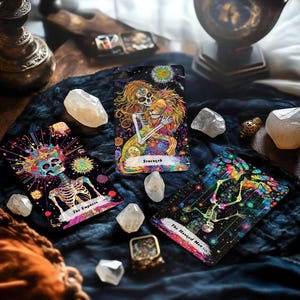 Tarot Deck, Skeleton Cards With Guidebook, Indie Unique Oracle Deck ...