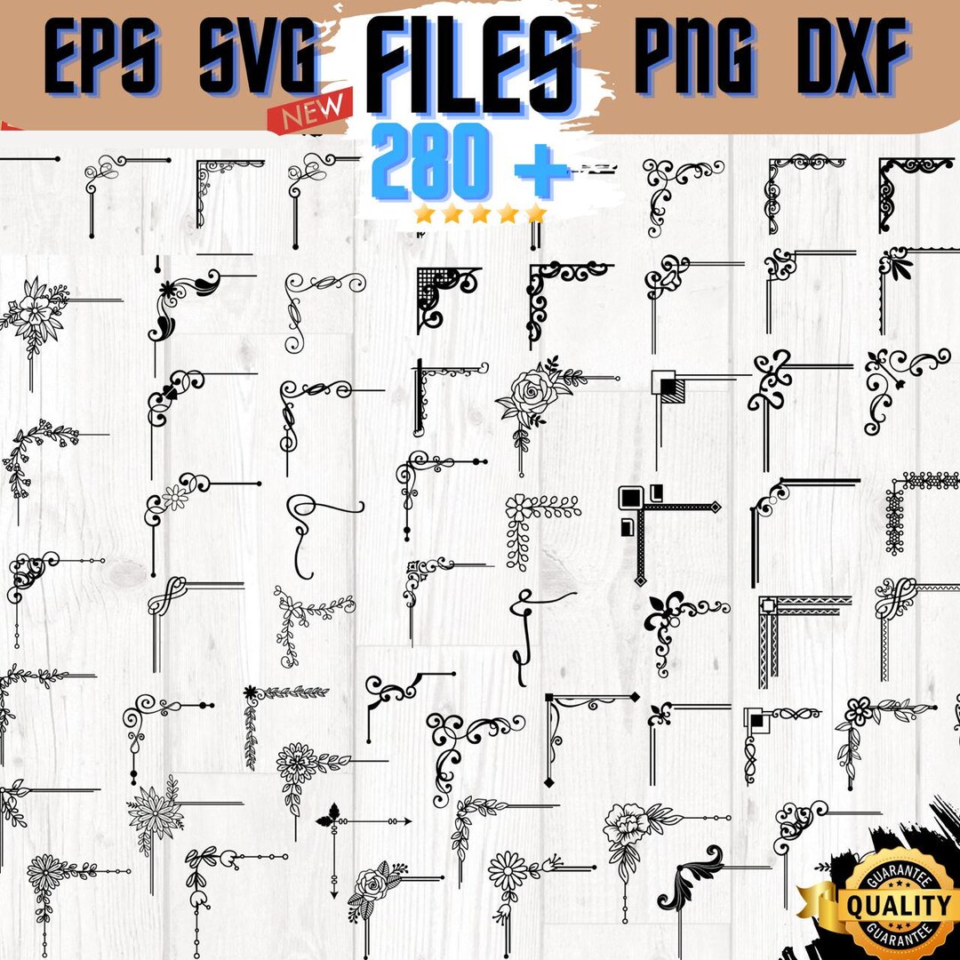 280 SVG Png Pdf Dxf Corner Pattern Border Frames Bundle Laser Cut ...