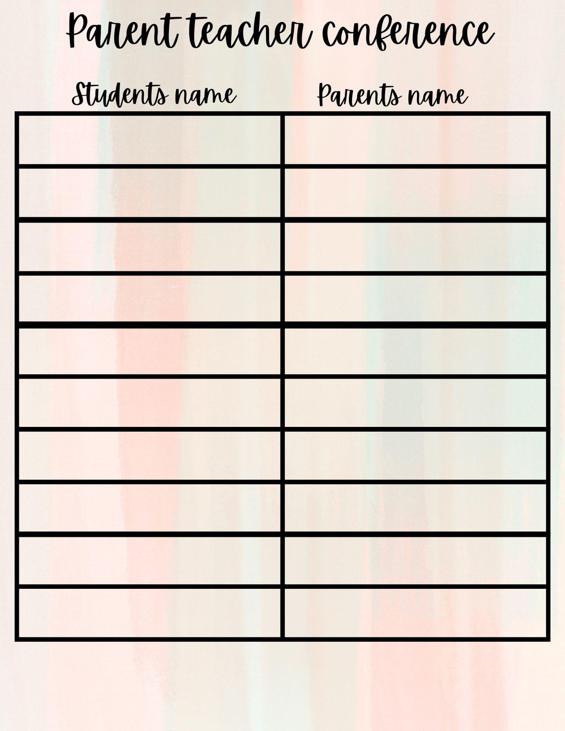 Parent Teacher Conference List - Etsy