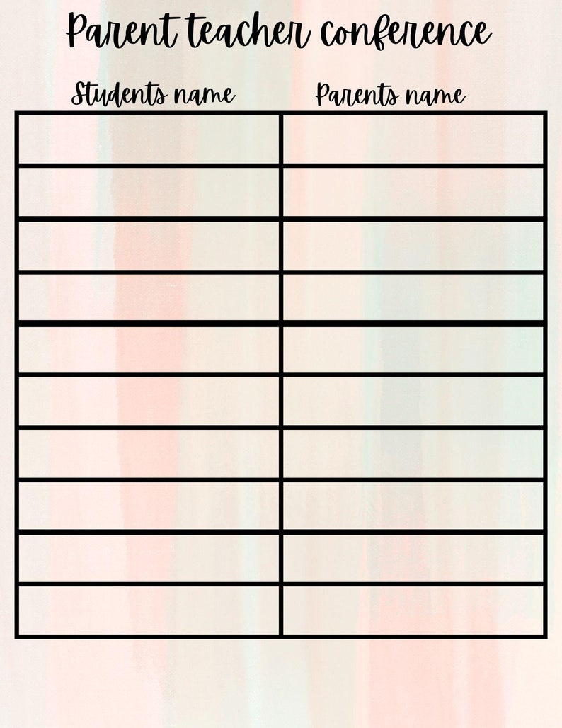 Parent Teacher Conference List - Etsy