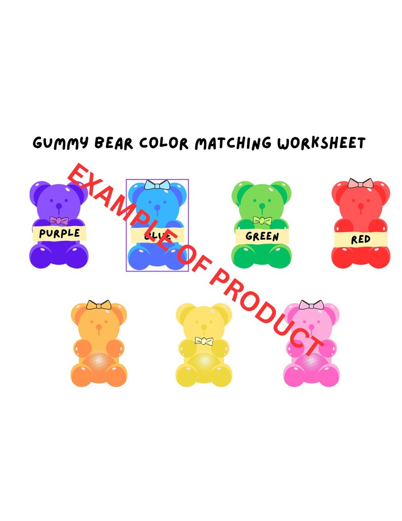 Color Matching Worksheet, Gummy Bear Themed, Printable Sheet, Fun ...