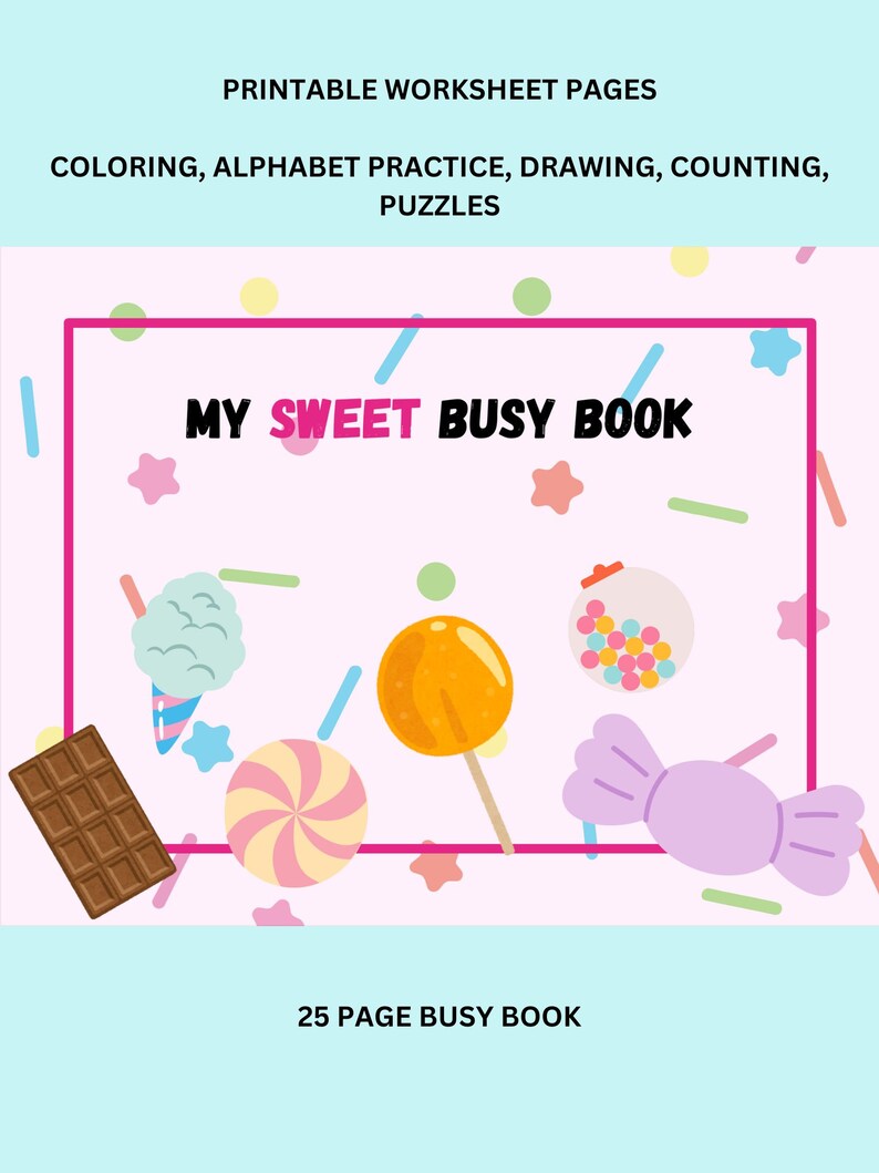 Printable Children's Busy Book Candy Themed (coloring, Color ...