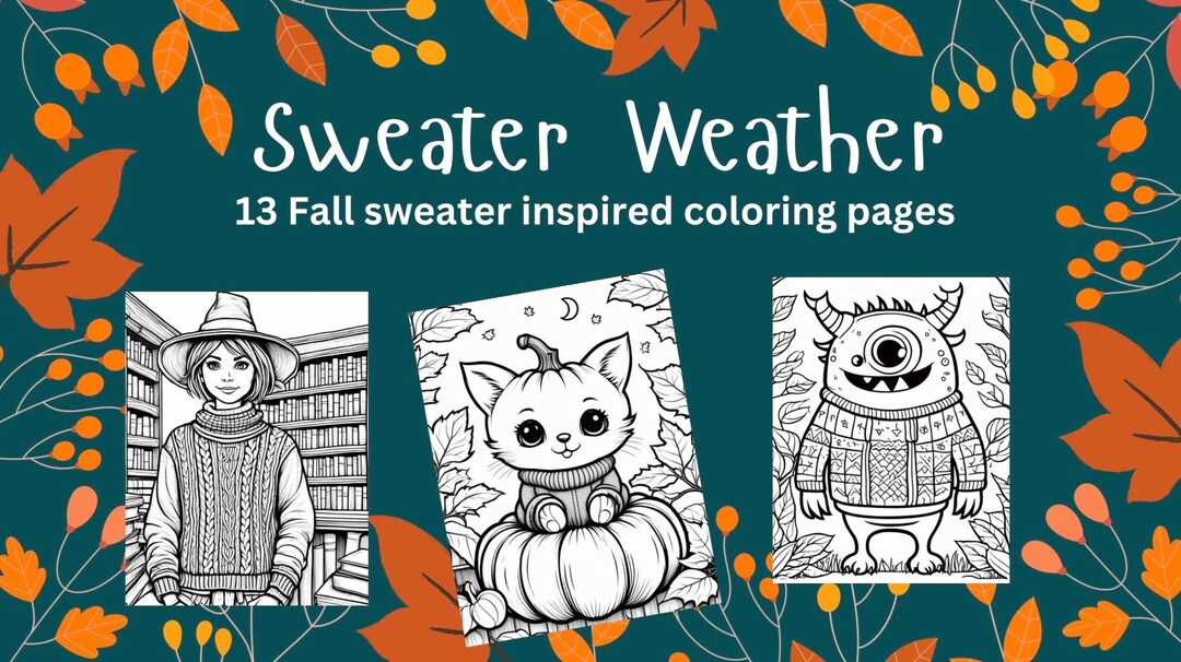 Sweater Weather Coloring Book Instant Digital Download, Easy, Fun and ...