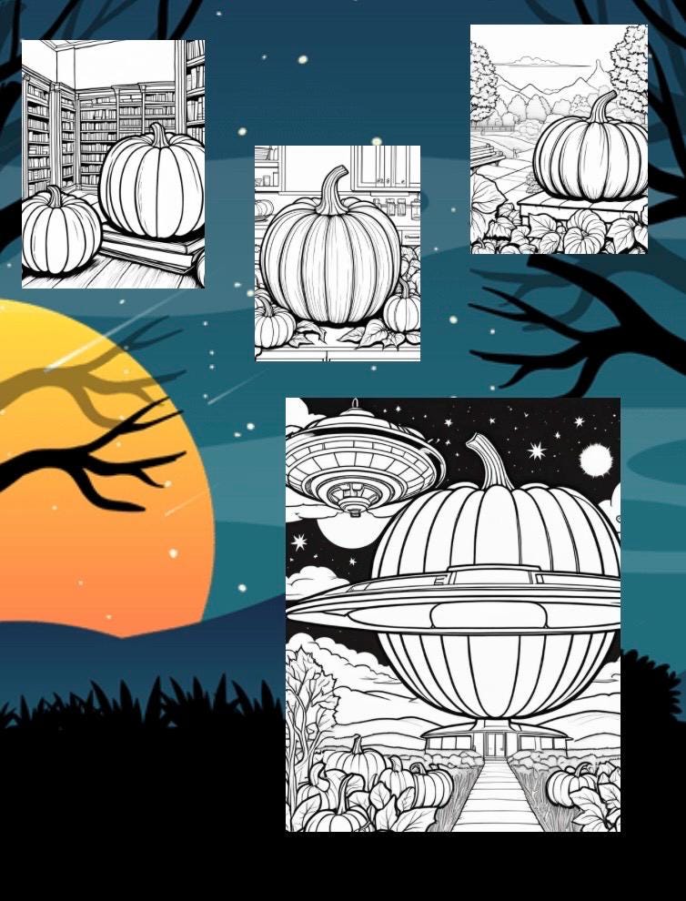 Fall Pumpkin Coloring Book Instant Digital Download, Easy, Fun and ...