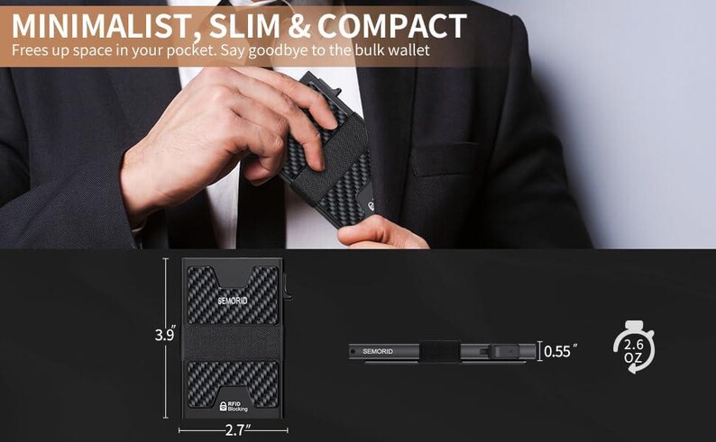 Slim Aluminum Card Holder Wallet for Men, Durable Expandable Backplate ...