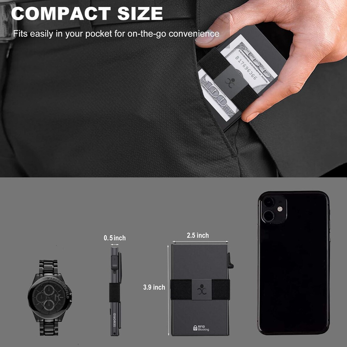 Slim Aluminum Card Holder Wallet for Men, Durable Expandable Backplate ...