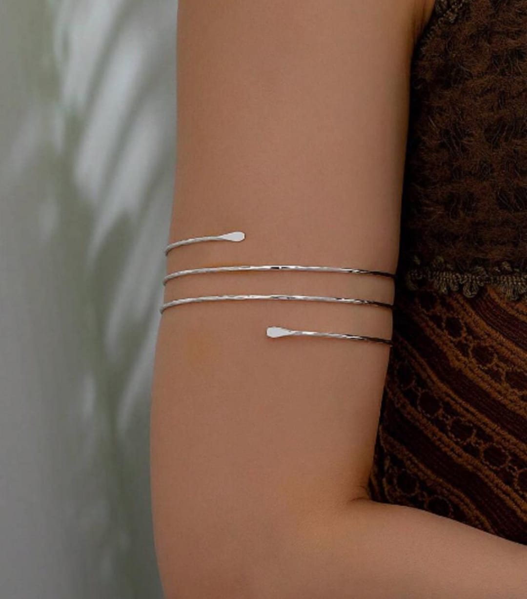 Minimalist Metal Wire Bangle Bracelet for Women Upper Arm Bracelet, Summer Beach Jewelry, Gold ...