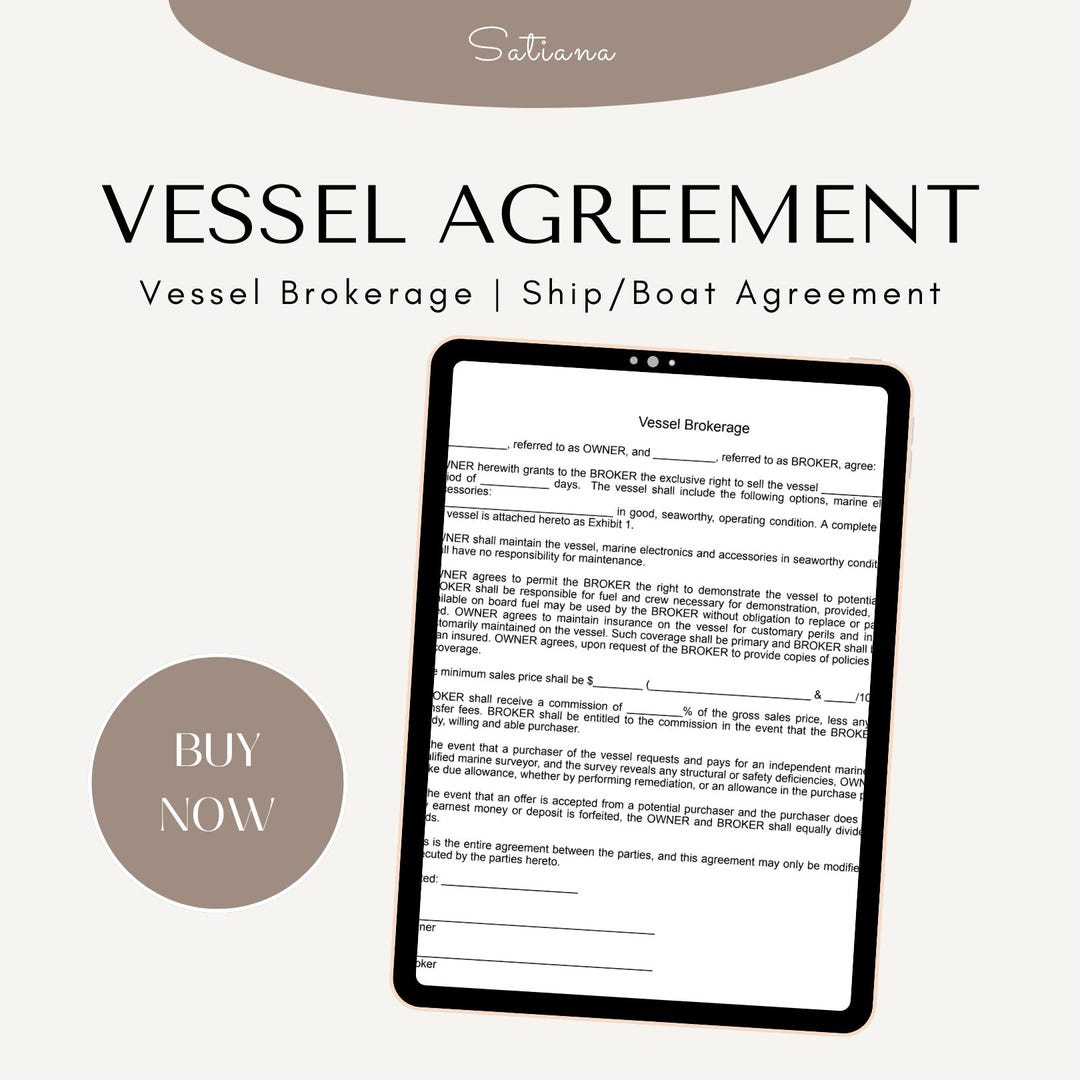Vessel Brokerage Agreement Template – Boat Sales Contract (digital ...