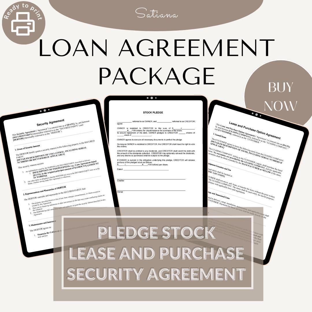 Comprehensive Loan Agreement Package – Stock Pledge, Lease, Security ...