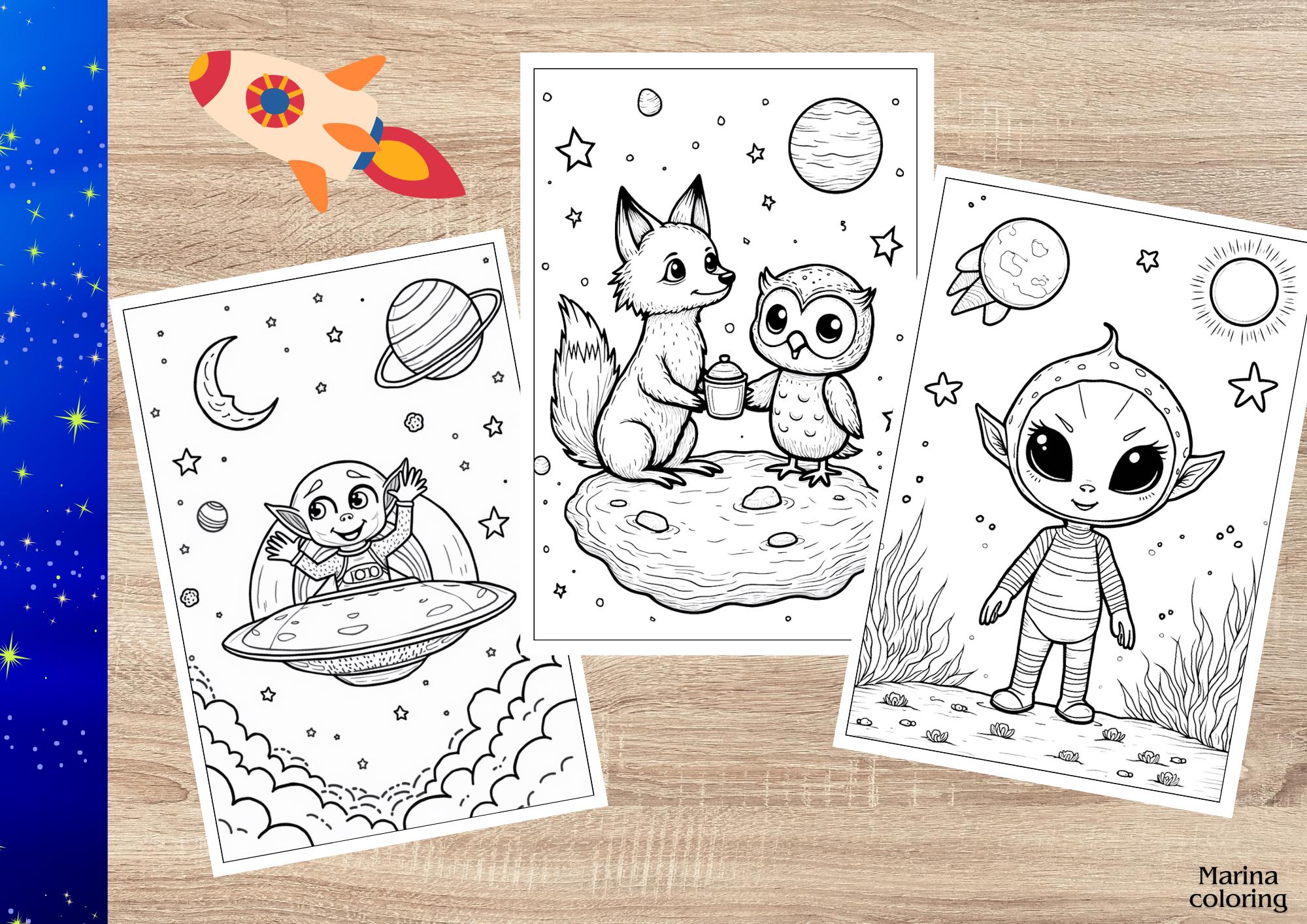Space Adventure Coloring Pages Instant Download 12 Printable Pages 8 ...