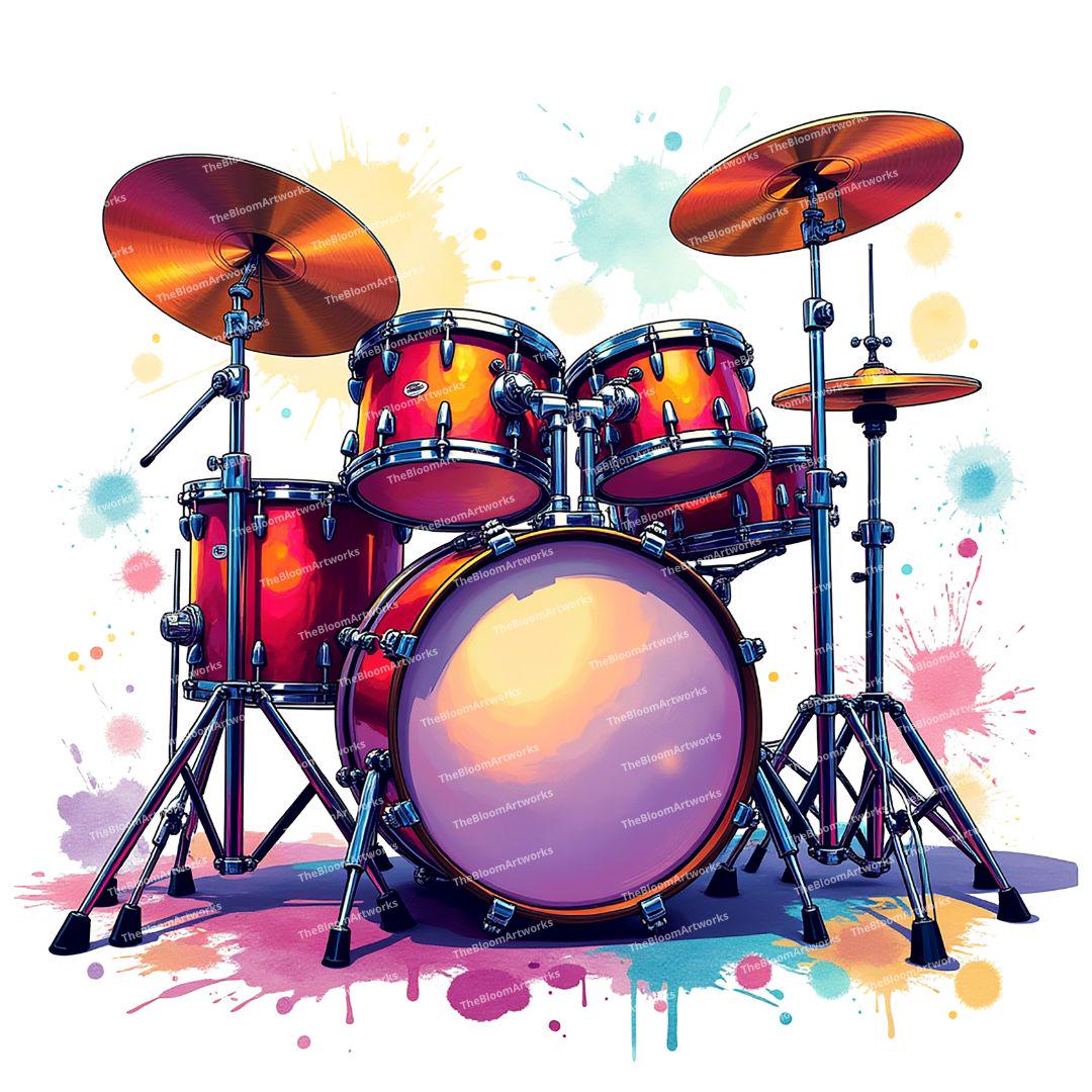 12 Drum Set Clipart, Drum Clipart, Watercolor Drums, Drums Clip Art ...