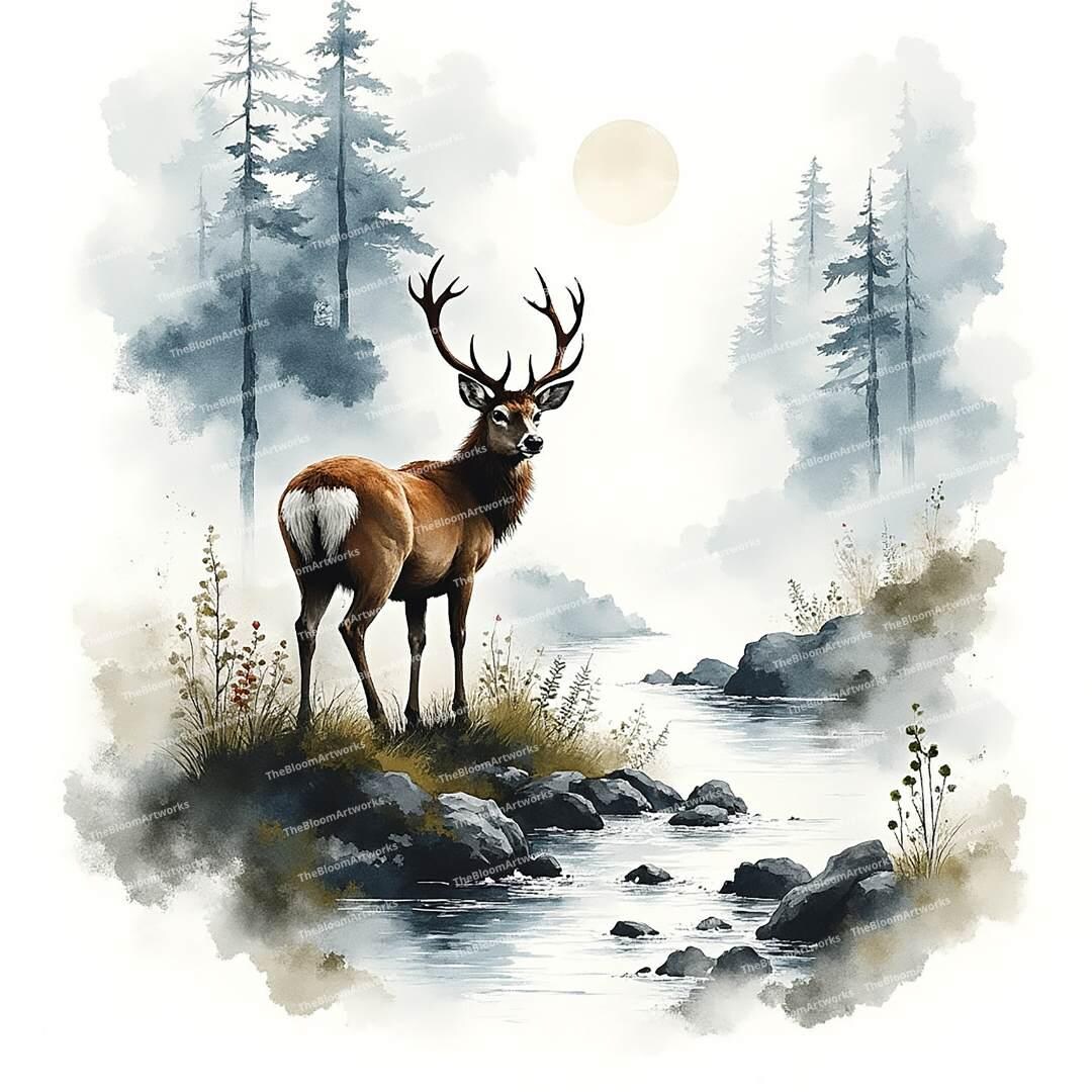 12 Watercolor Deer Clipart, Woodland Animal, Printable Clip Art ...