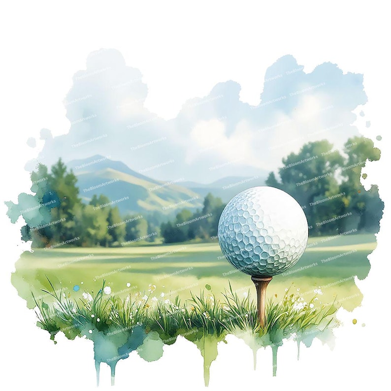 15 Watercolor Golf Clipart, Golf Illustration, Golf Clip Art, Golf Ball ...