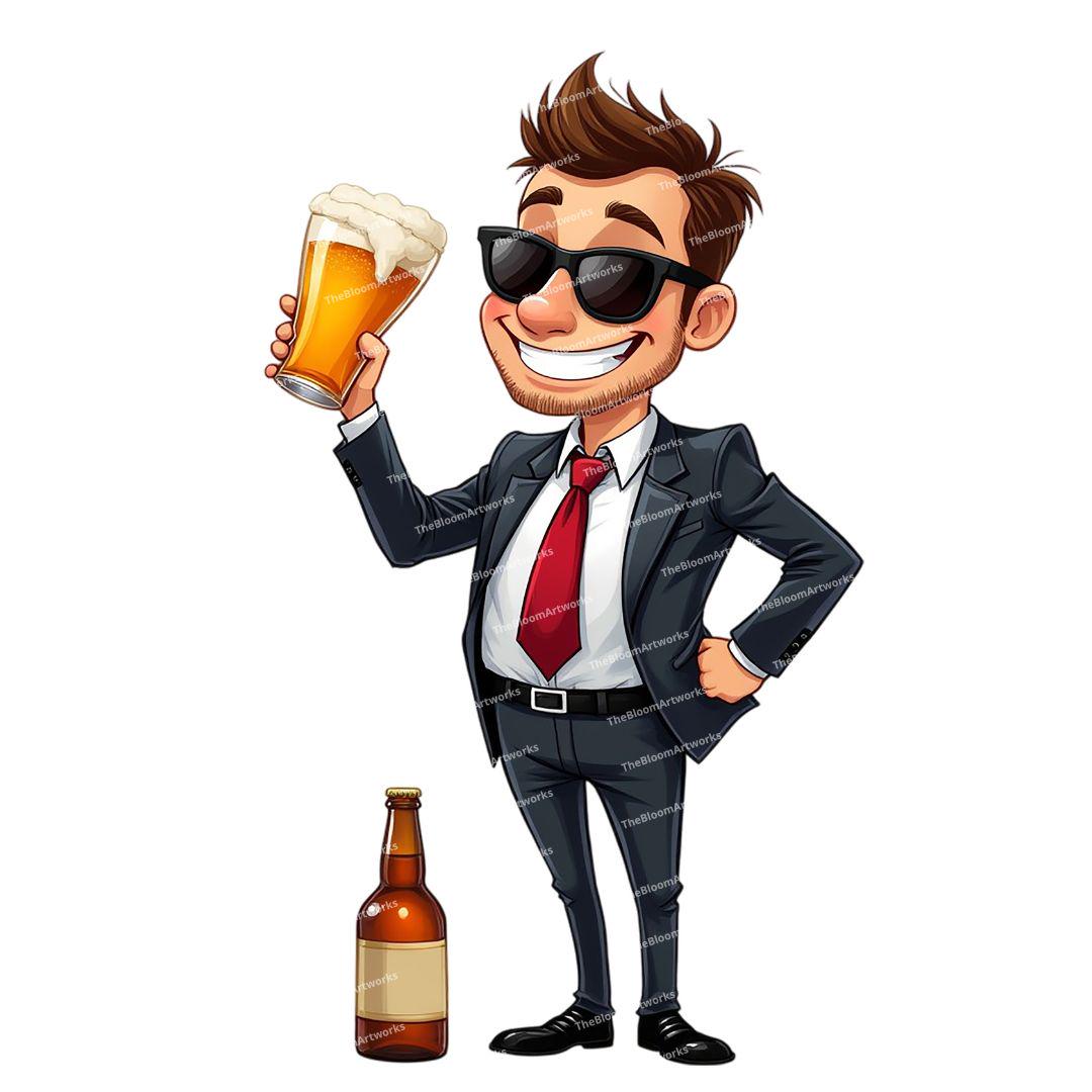 12 Beer Clipart, Funny Man With Beer, Funny Cartoon Clipart, Party ...