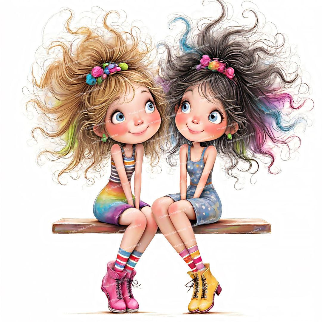 12 Best Friends Clipart, Besties Clipart, Sisters Clipart, Best Friends ...