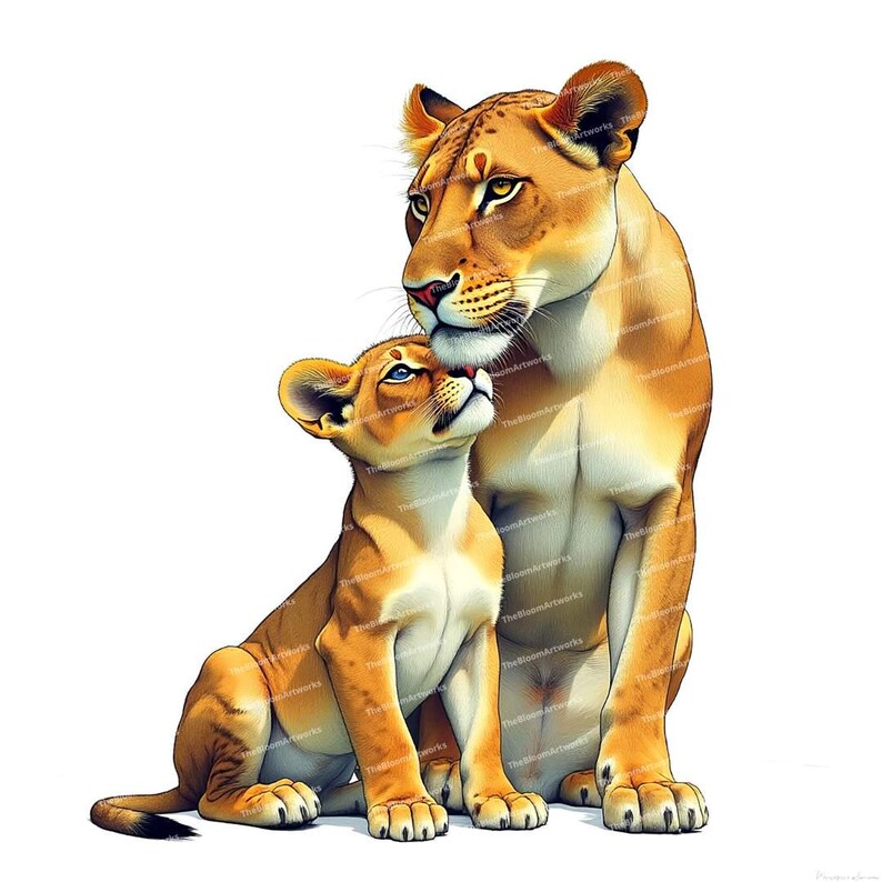 11 Mother and Baby Lion Clipart, Lioness Clipart, Printable Watercolor ...