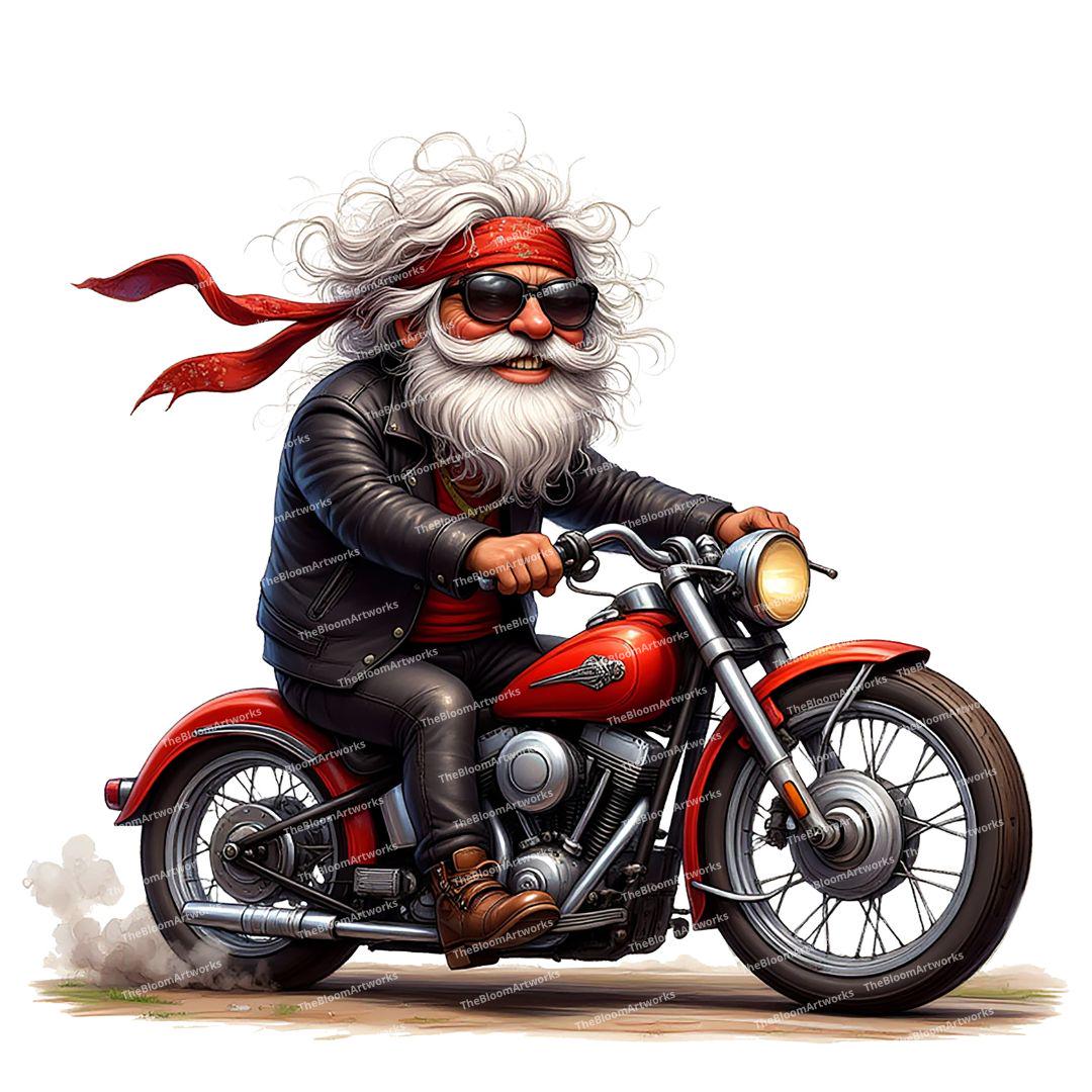12 Motorcycle Grandpa Clipart, Funny Chopper Rider Art, Old Man on ...