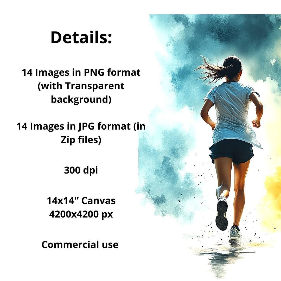 14 Running Clipart, Watercolor Sport Clipart, Running Clip Art, Sports ...