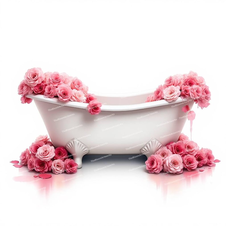 15 Clawfoot Tub Art, Bathtub Clipart, Watercolor Floral Bathtub, High ...
