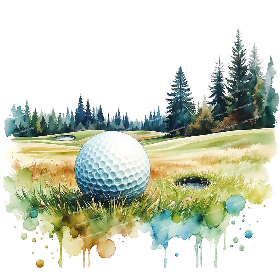 15 Watercolor Golf Clipart, Golf Illustration, Golf Clip Art, Golf Ball ...