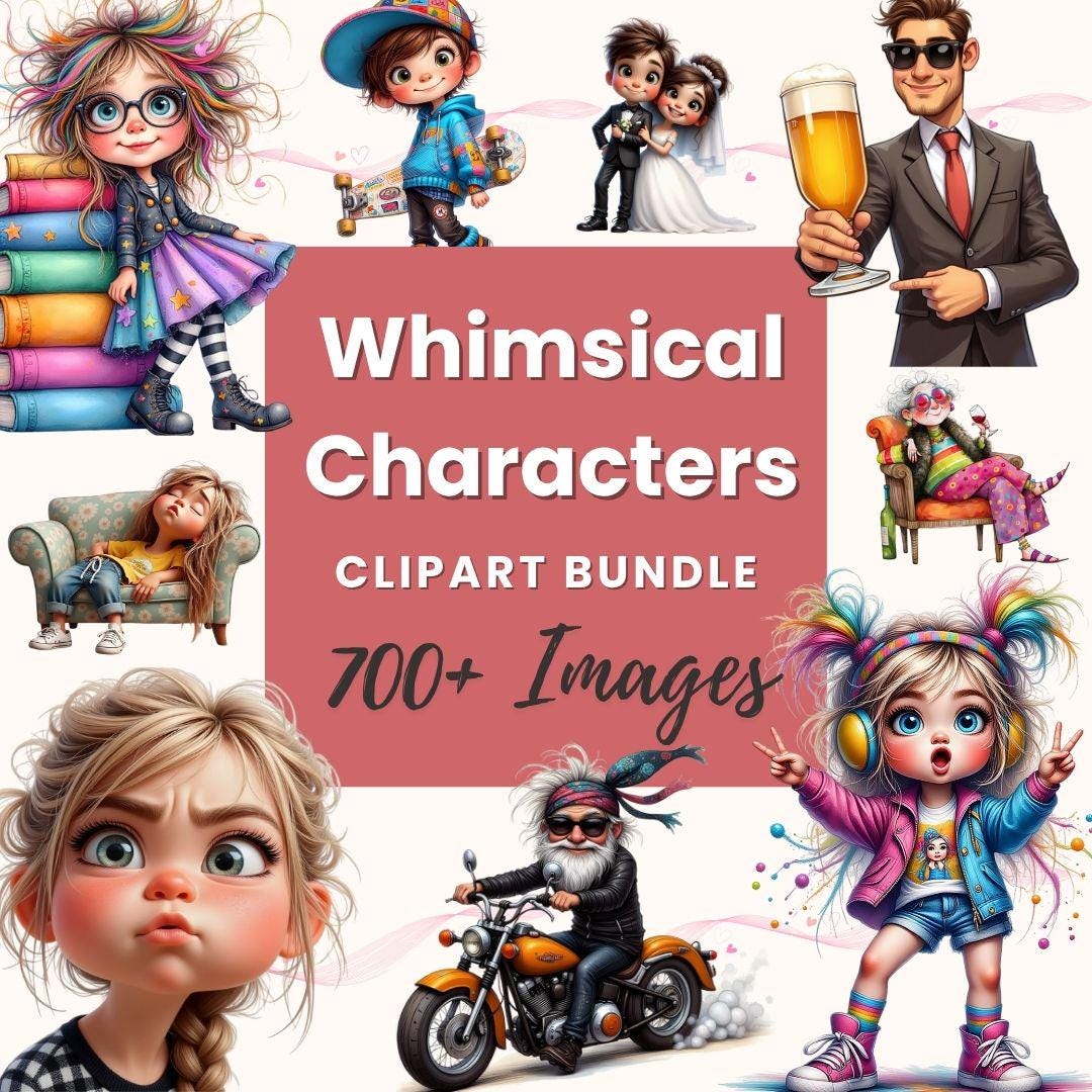 Whimsical Characters Clipart Mega Bundle, 700+ Whimsical People Clipart ...