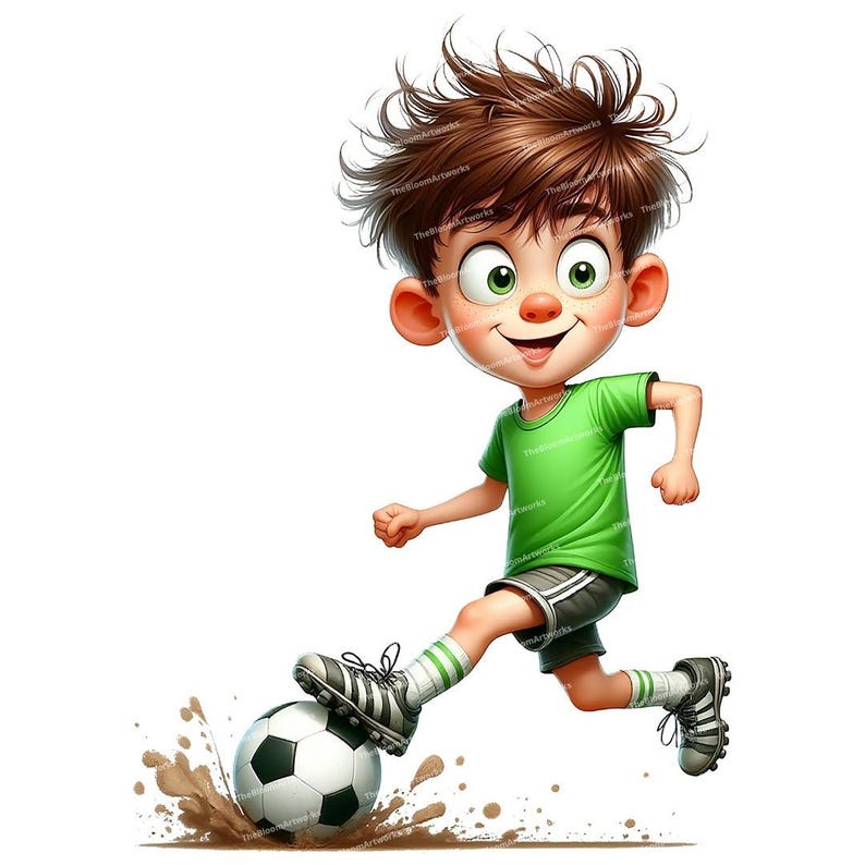 12 Soccer Boy Clipart, Cute Football Boy, Cartoon Sporty Boy, High ...