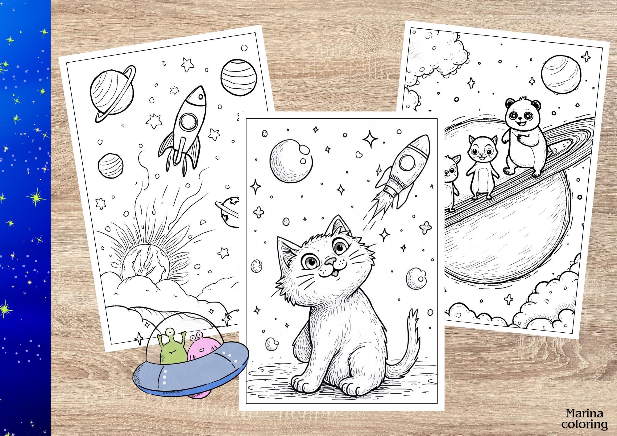 Space Adventure Coloring Pages Instant Download 12 Printable Pages 8 ...