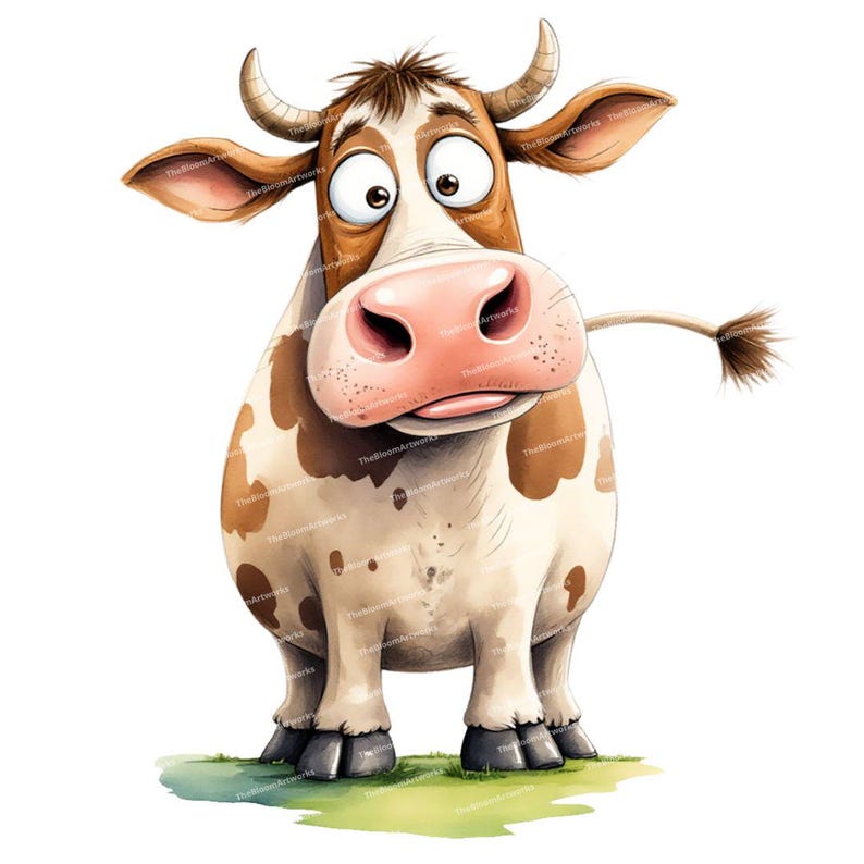 12 Funny Cow Clipart, Cute Cow, Cartoon Cow, Funny Farm Animals, High Quality Pngs, Sublimation ...