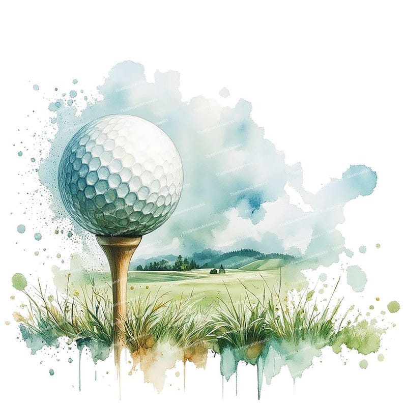 15 Watercolor Golf Clipart, Golf Illustration, Golf Clip Art, Golf Ball ...